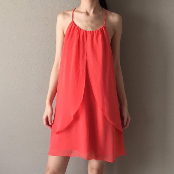 Double Zero | Dresses | Double Zero Orange Chiffon Short Casual Dress ...